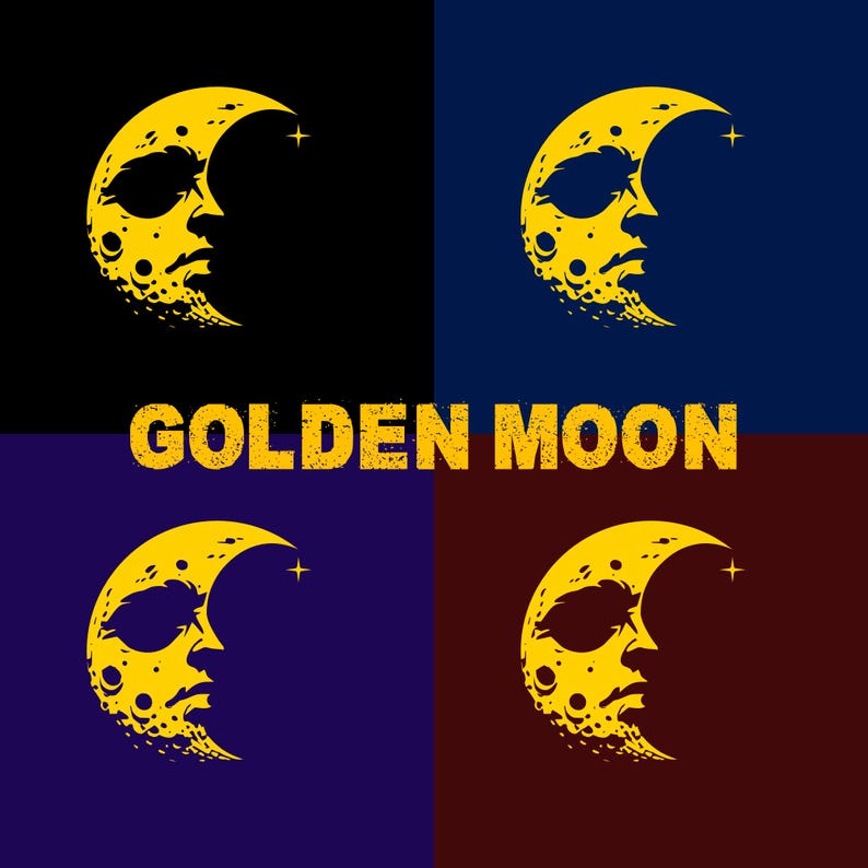 Golden Moon Face Logo: Celestial SVG PNG for Dark Backgrounds - Etsy