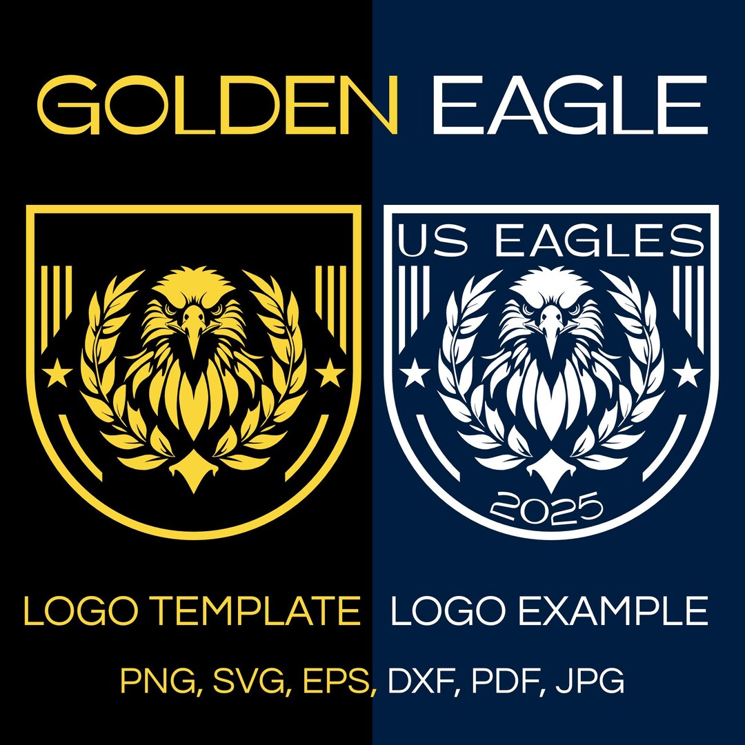 Golden Bald Eagle Logo Template SVG PNG, Crest Bird of Prey Silhouette ...