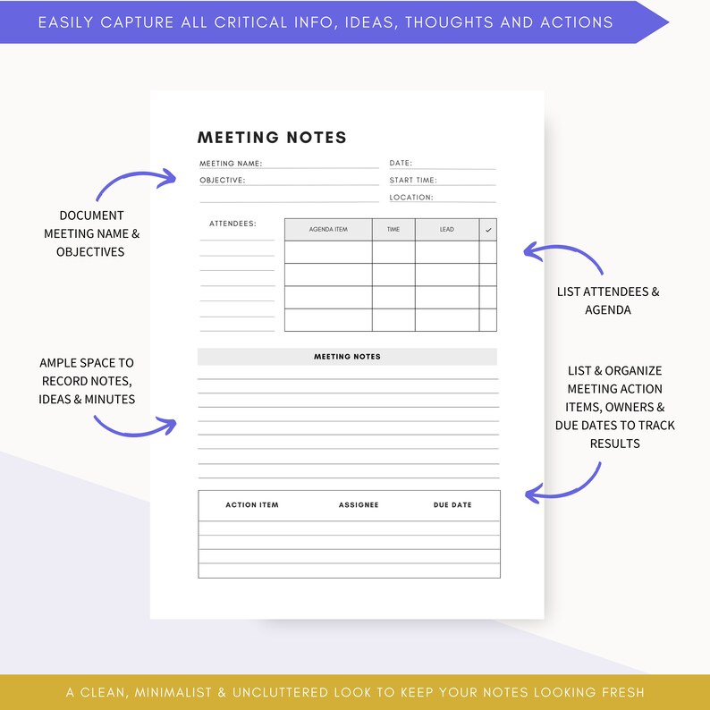 2025 Meeting Notes Template Bundle: Printable PDF & Canva Compatible - Etsy