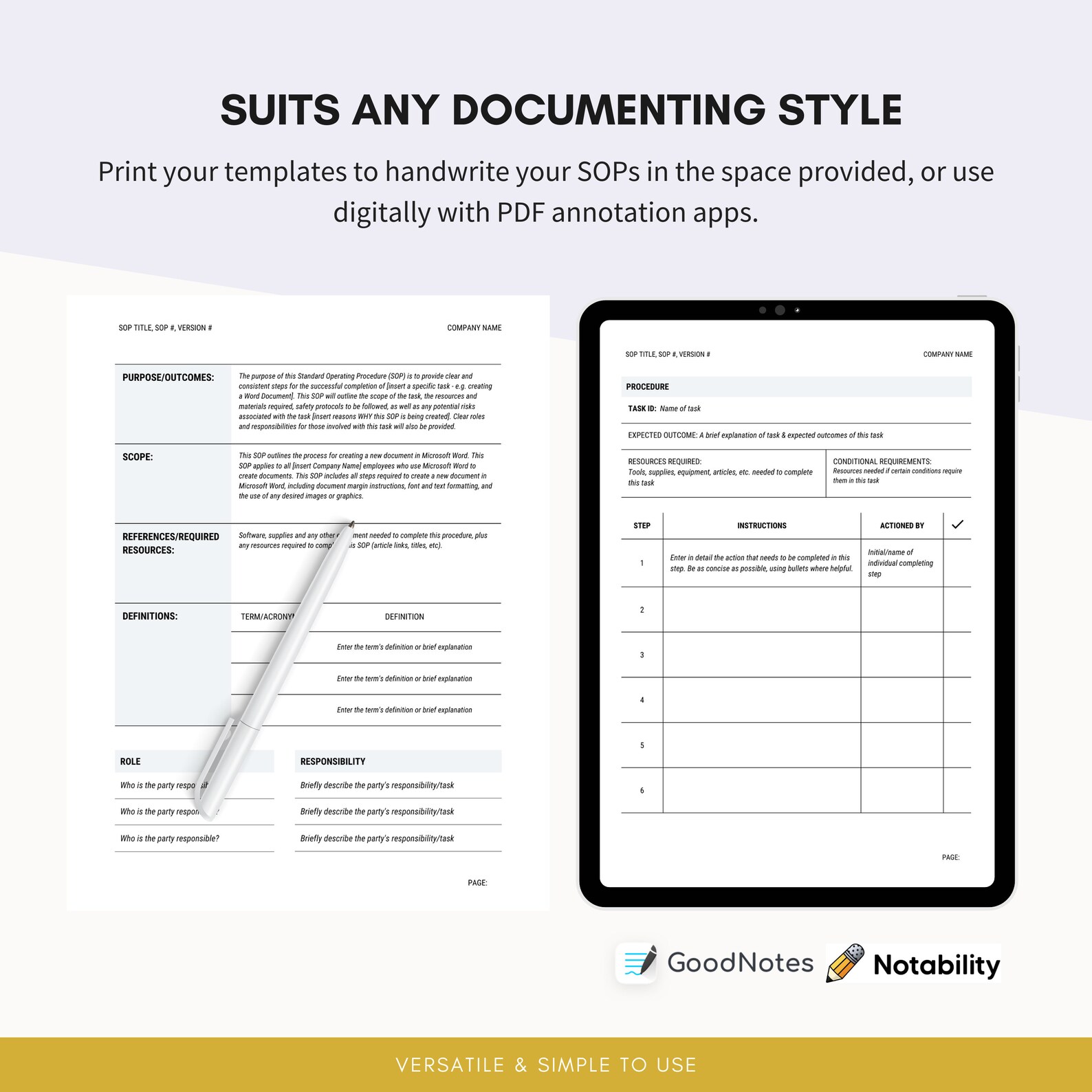 2023 Standard Operating Procedure Template | Professional SOP Template | Printable Document With ...