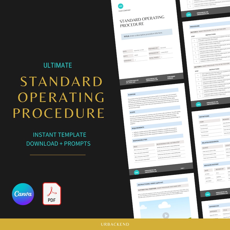 SOP Template: Editable Standard Operating Procedure With Prompts (canva ...