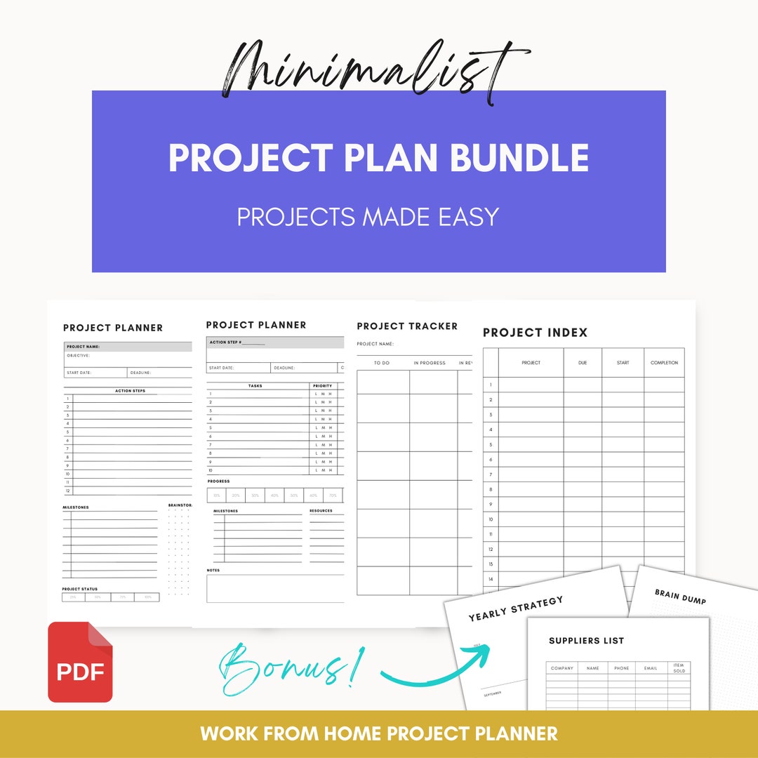 2025 Minimalist Project Planner Template: Remote Work Bundle (printable ...