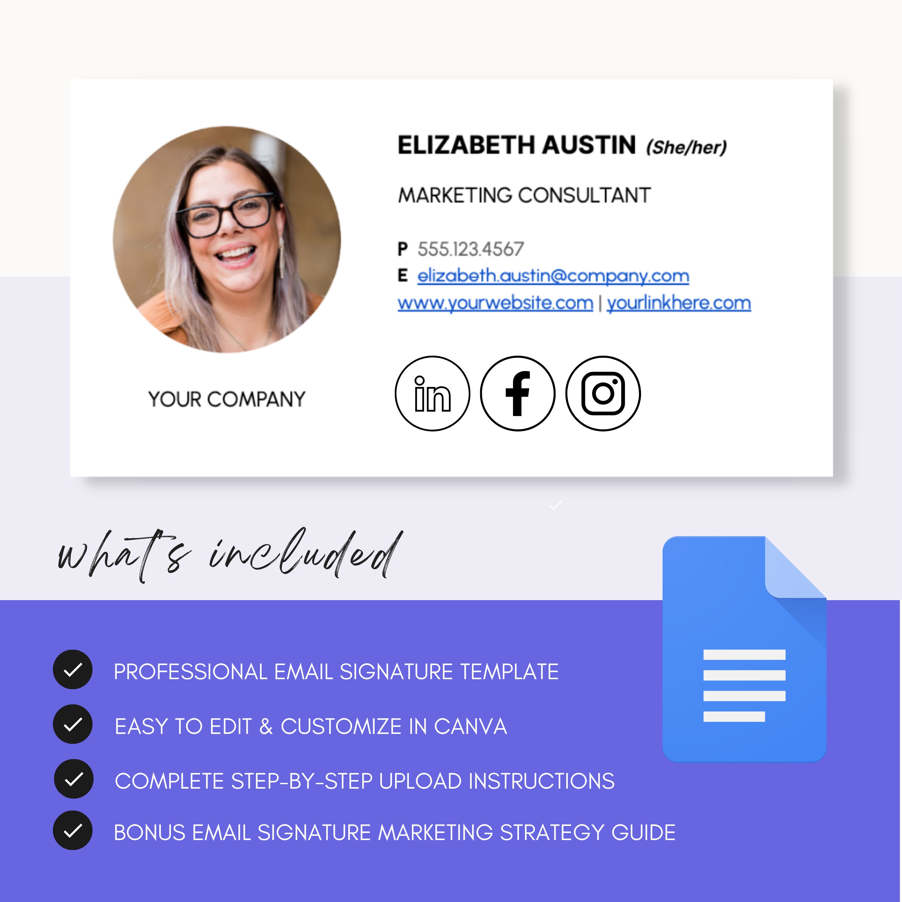 2024 Email Signature Template and Guide Google Docs Gmail Email ...