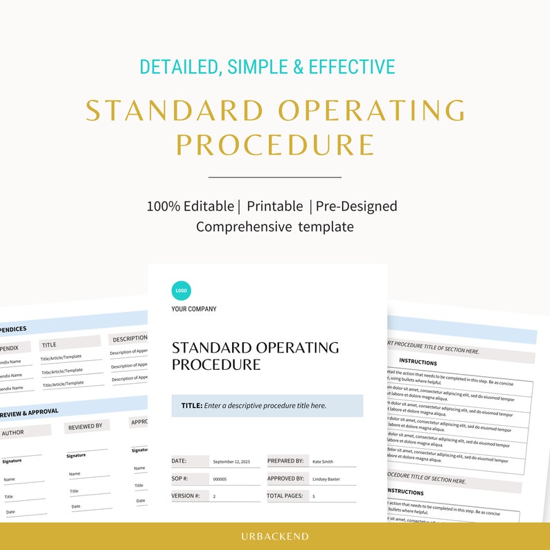 SOP Template: Editable Standard Operating Procedure With Prompts (canva ...