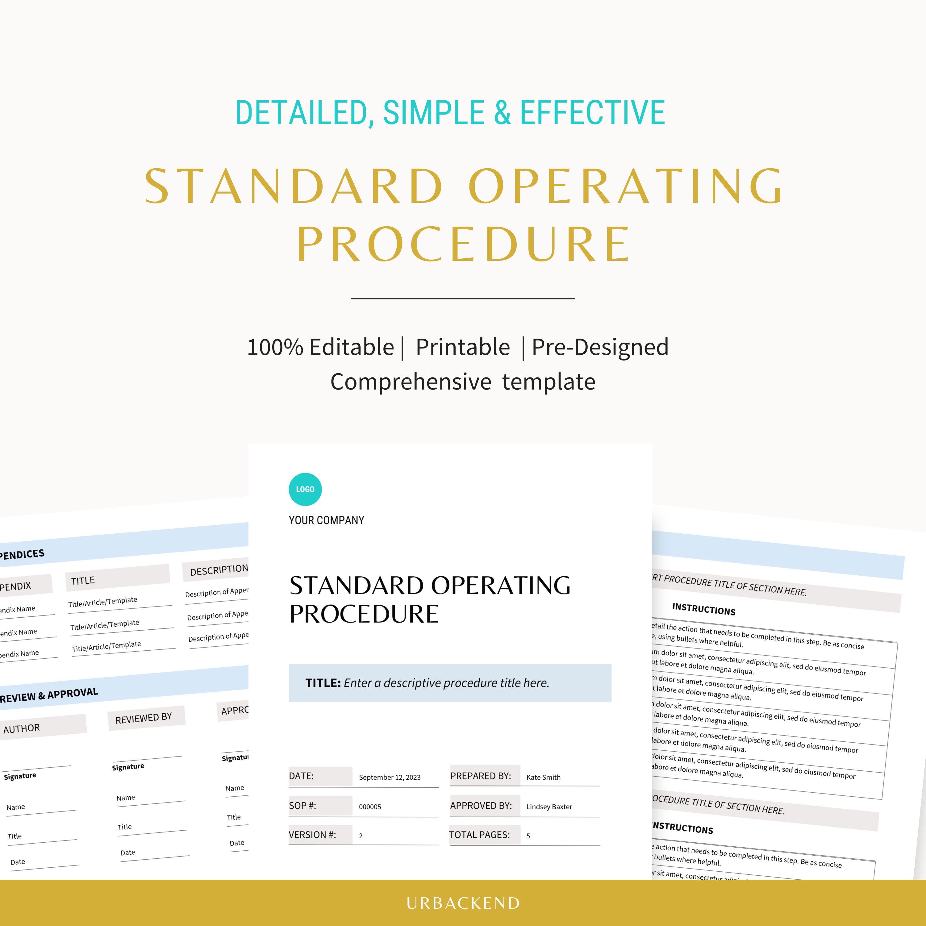 SOP Template: Editable Standard Operating Procedure With Prompts (canva ...