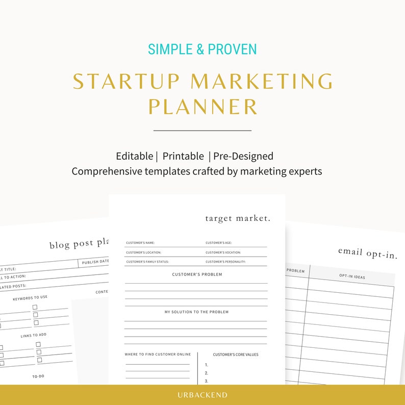 Startup Marketing Planner Printable Template - Content Marketing ...