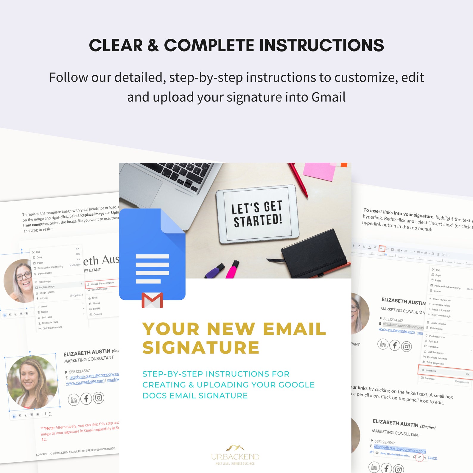 Minimalist Email Signature Template: Clickable Design, Google Docs ...