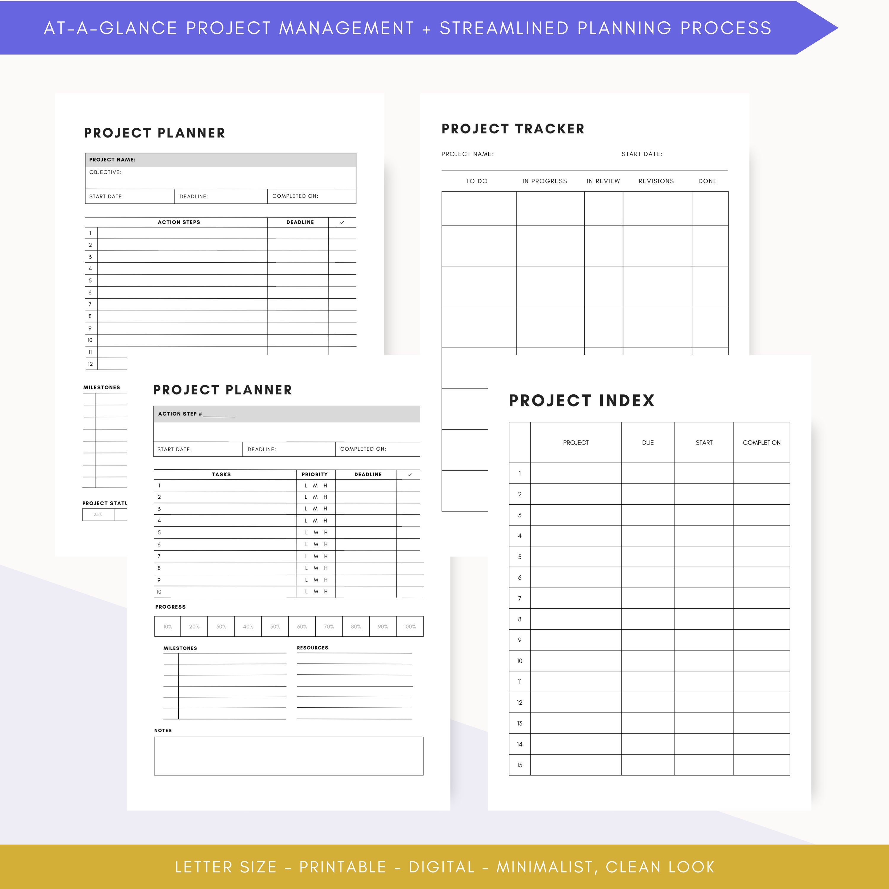 Minimalist Project Planner Template: Remote Work Project Tracker ...