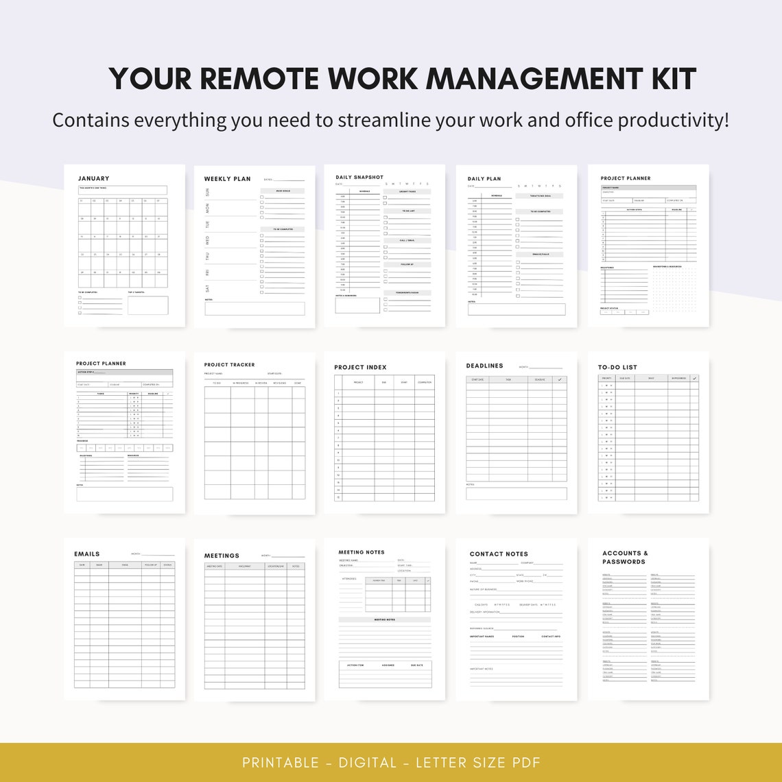 Remote Work Planner Business Manage Task List Work From Home Office ...