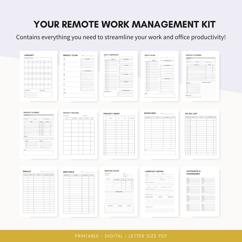 Remote Work Planner - Business Manage Task List - Work From Home Office ...