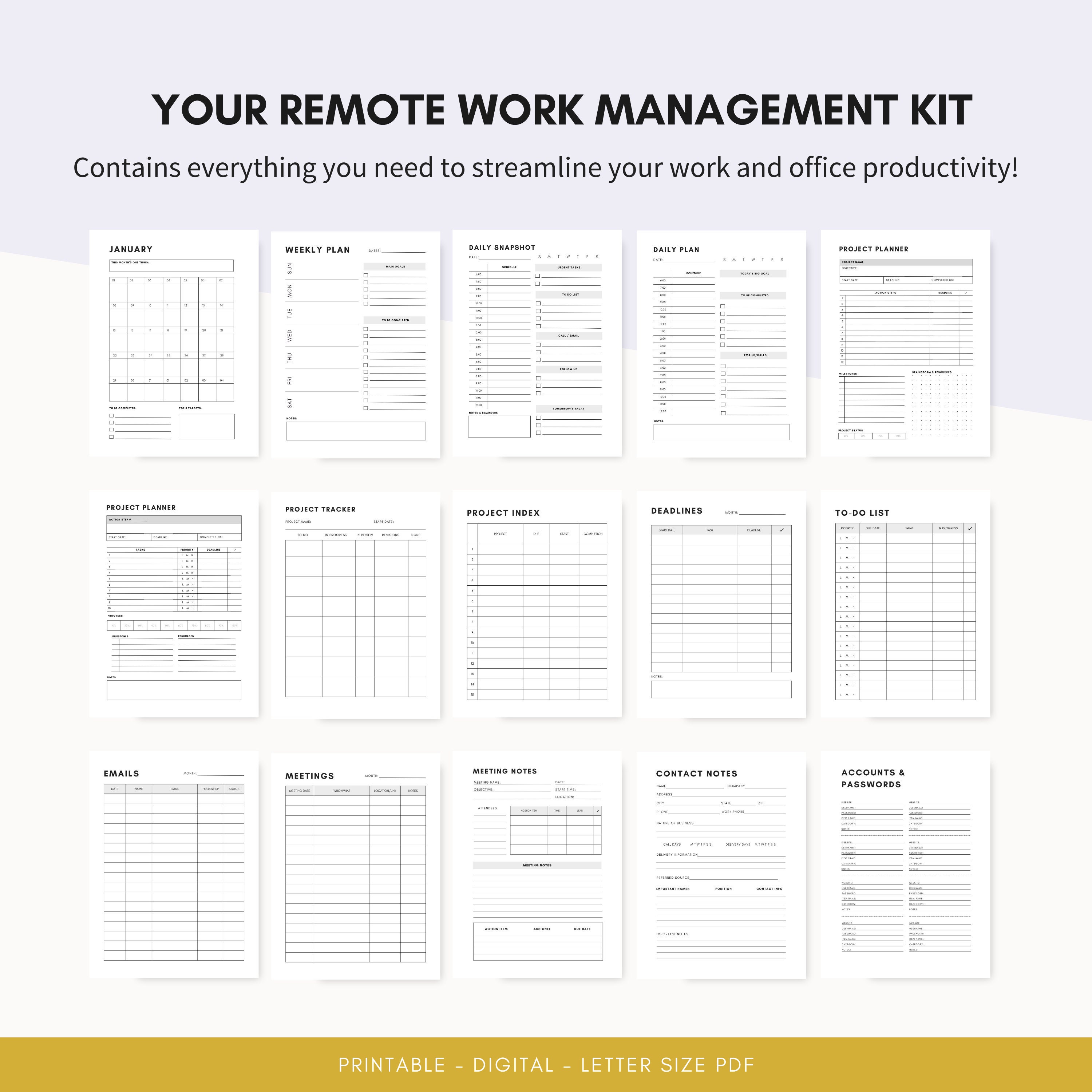 Remote Work Planner Business Manage Task List Work From Home Office ...