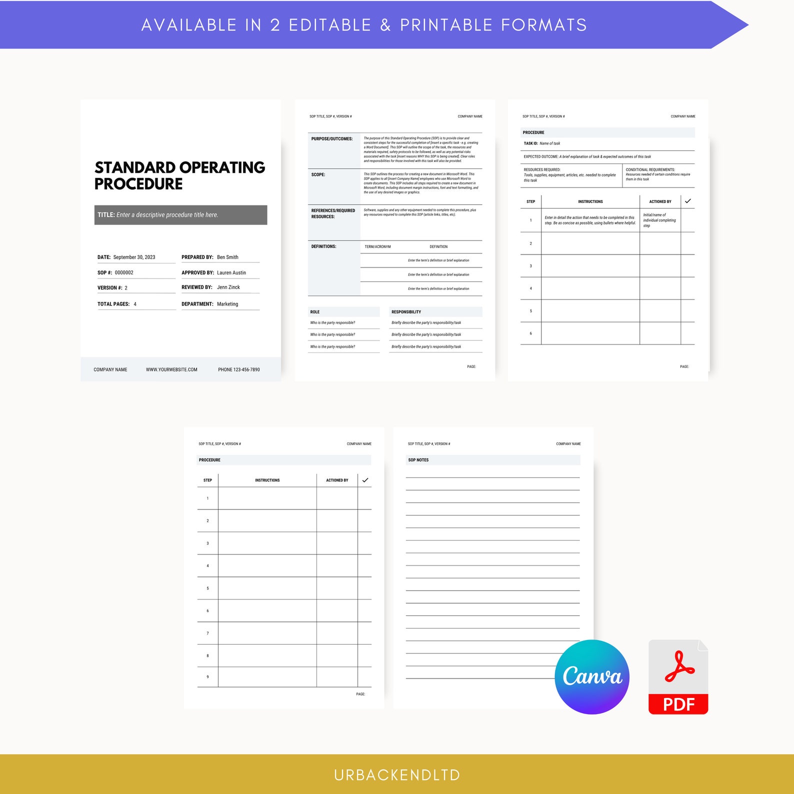 2023 Standard Operating Procedure Template | Professional SOP Template ...