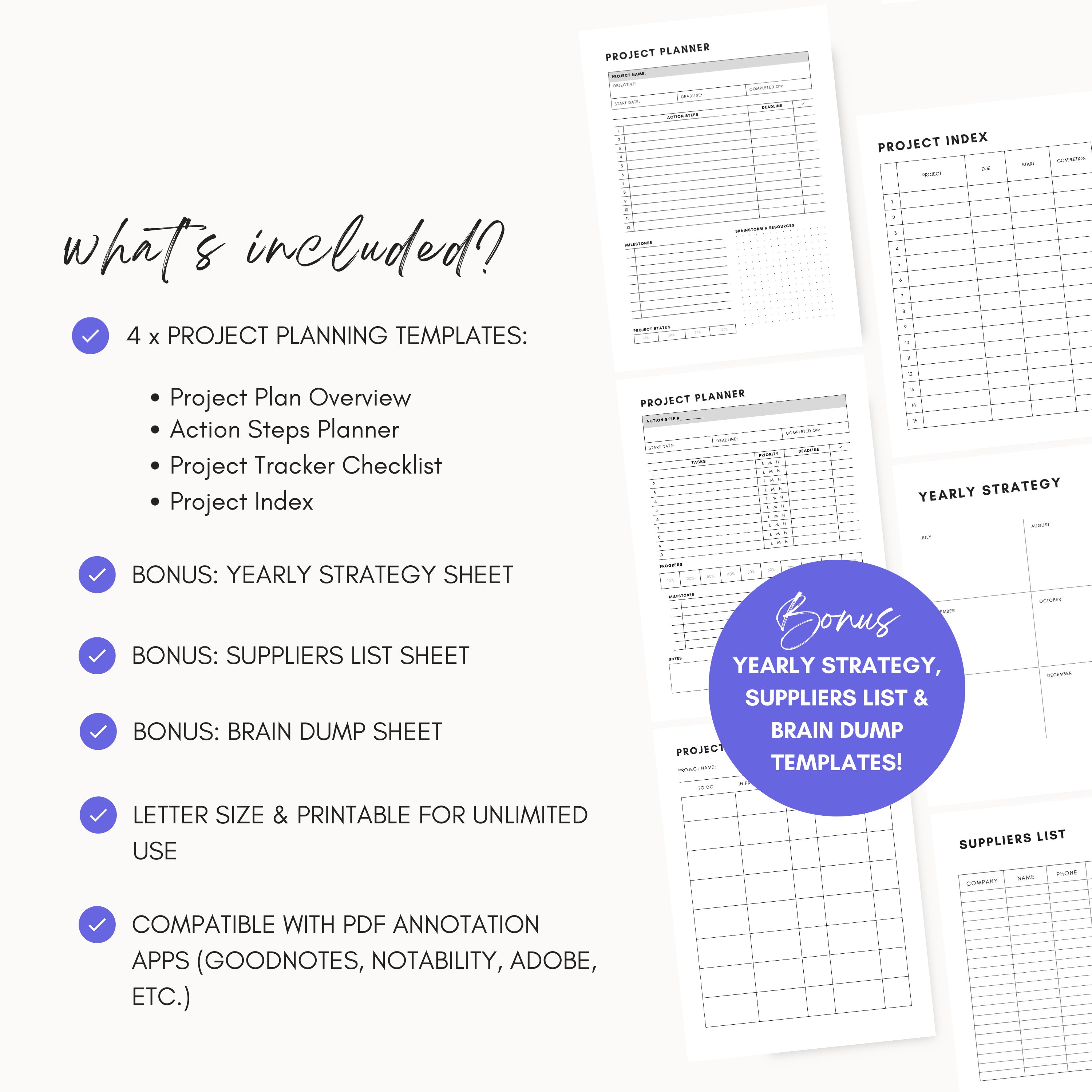 Minimalist Project Planner Template: Remote Work Project Tracker ...
