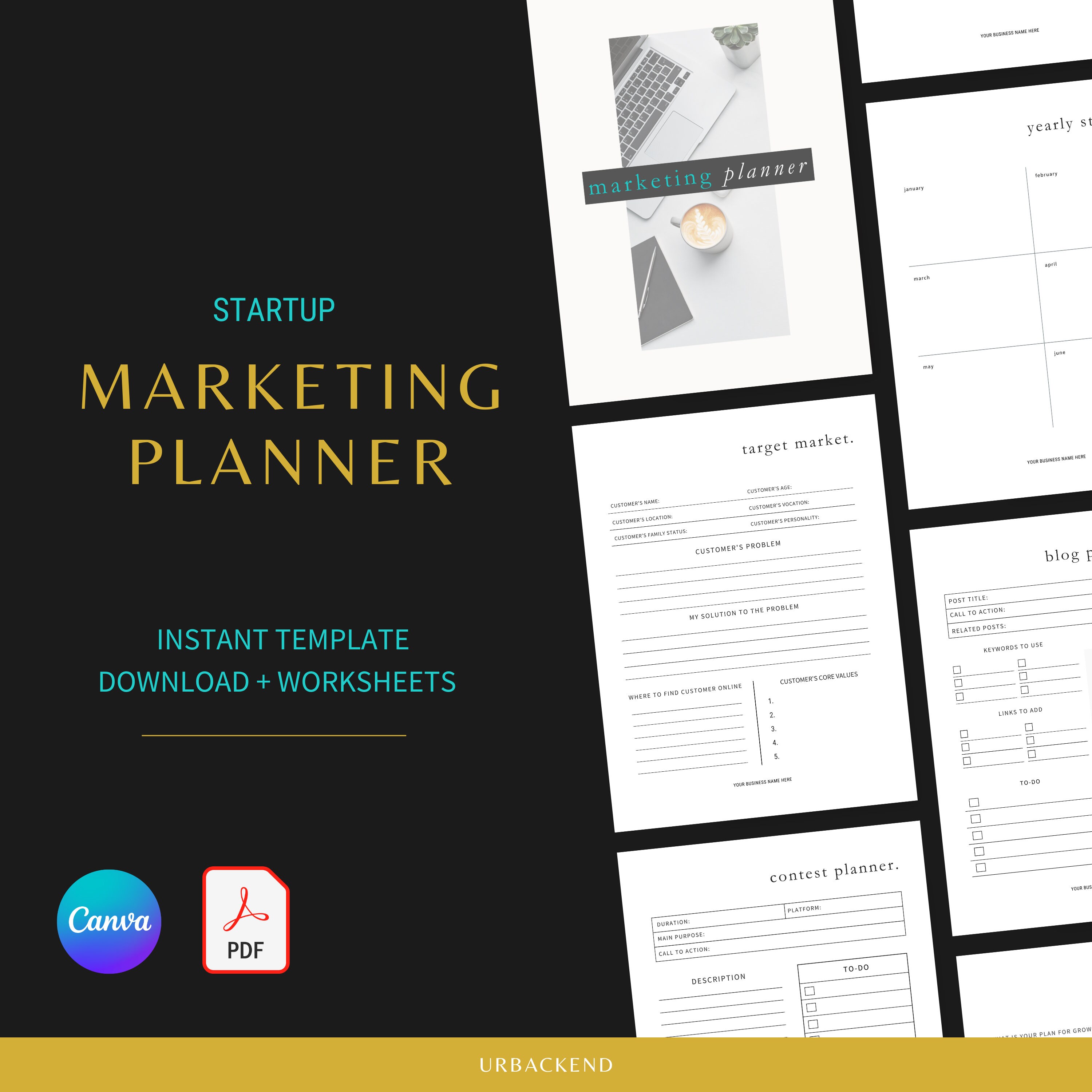 Startup Marketing Planner Printable Template - Content Marketing ...