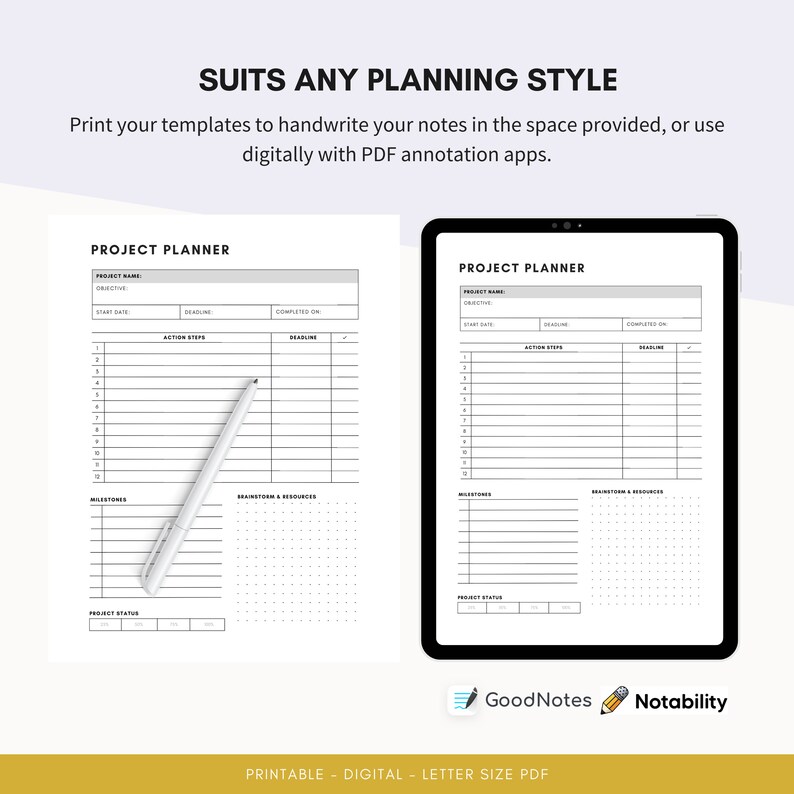Minimalist Project Planner Template: Remote Work Project Tracker ...