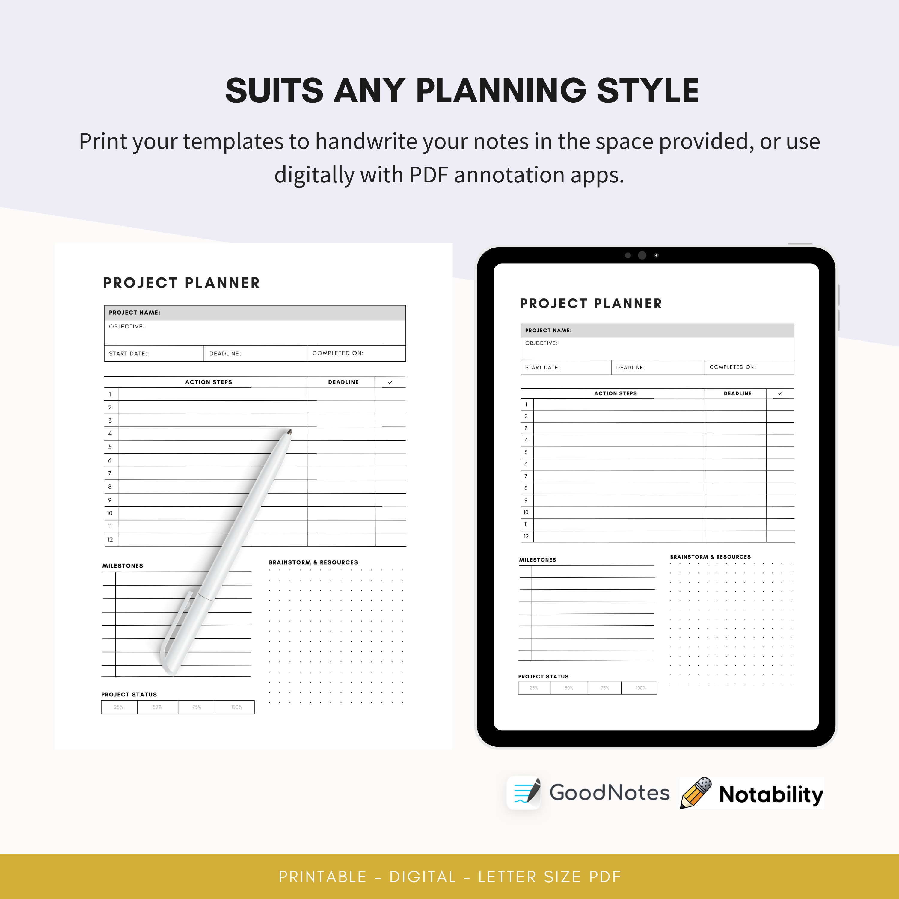Minimalist Project Planner Template: Remote Work Project Tracker ...
