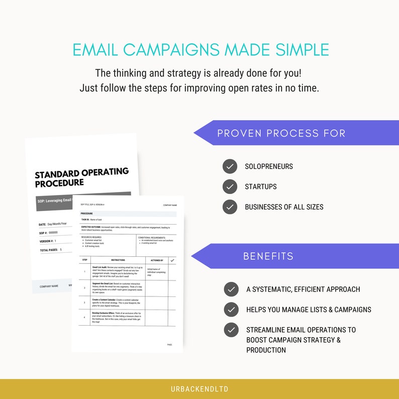 Standard Operating Procedure SOP Template Email Campaign Email Strategy ...