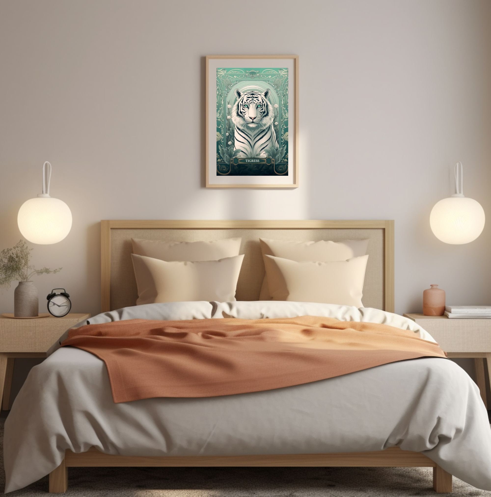 Majestic Tigress Gothic Poster | Wild Cat Illustration on Green ...