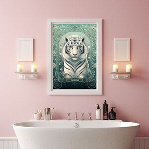 Majestic Tigress Gothic Poster | Wild Cat Illustration on Green ...