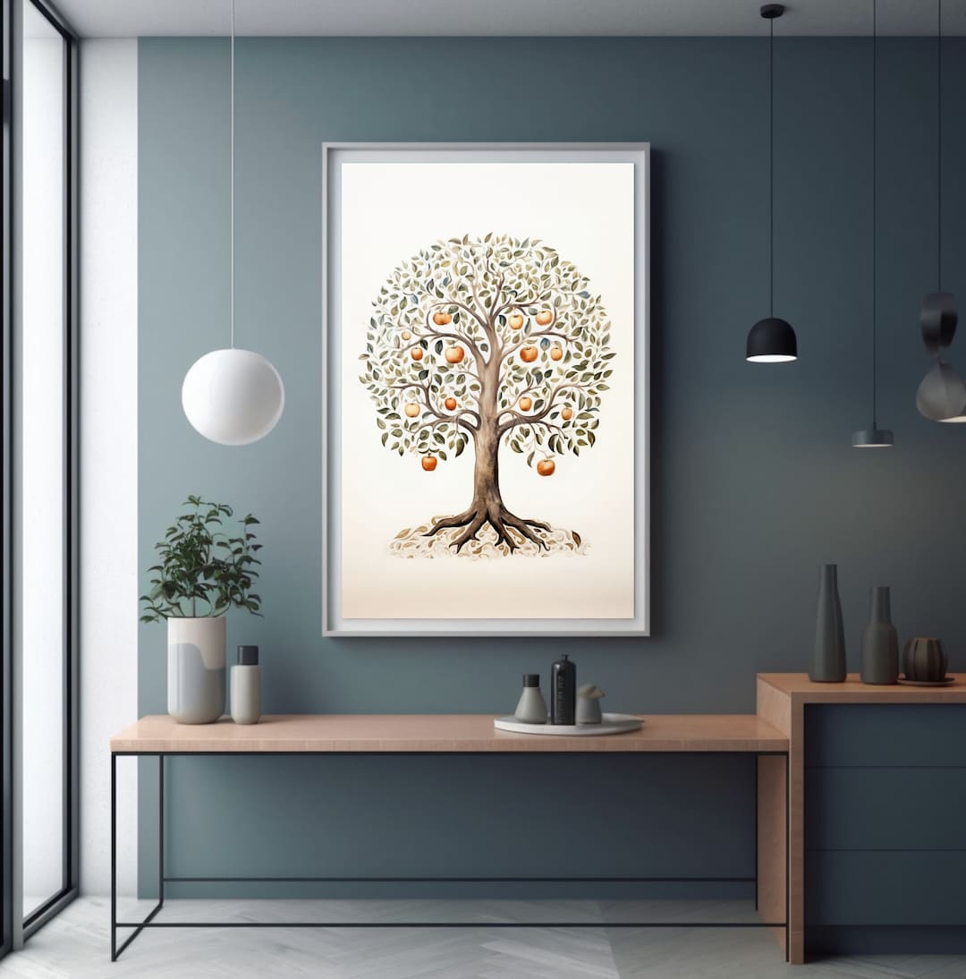 Apple Tree Watercolor Poster | Elegant Nature Wall Art With ...