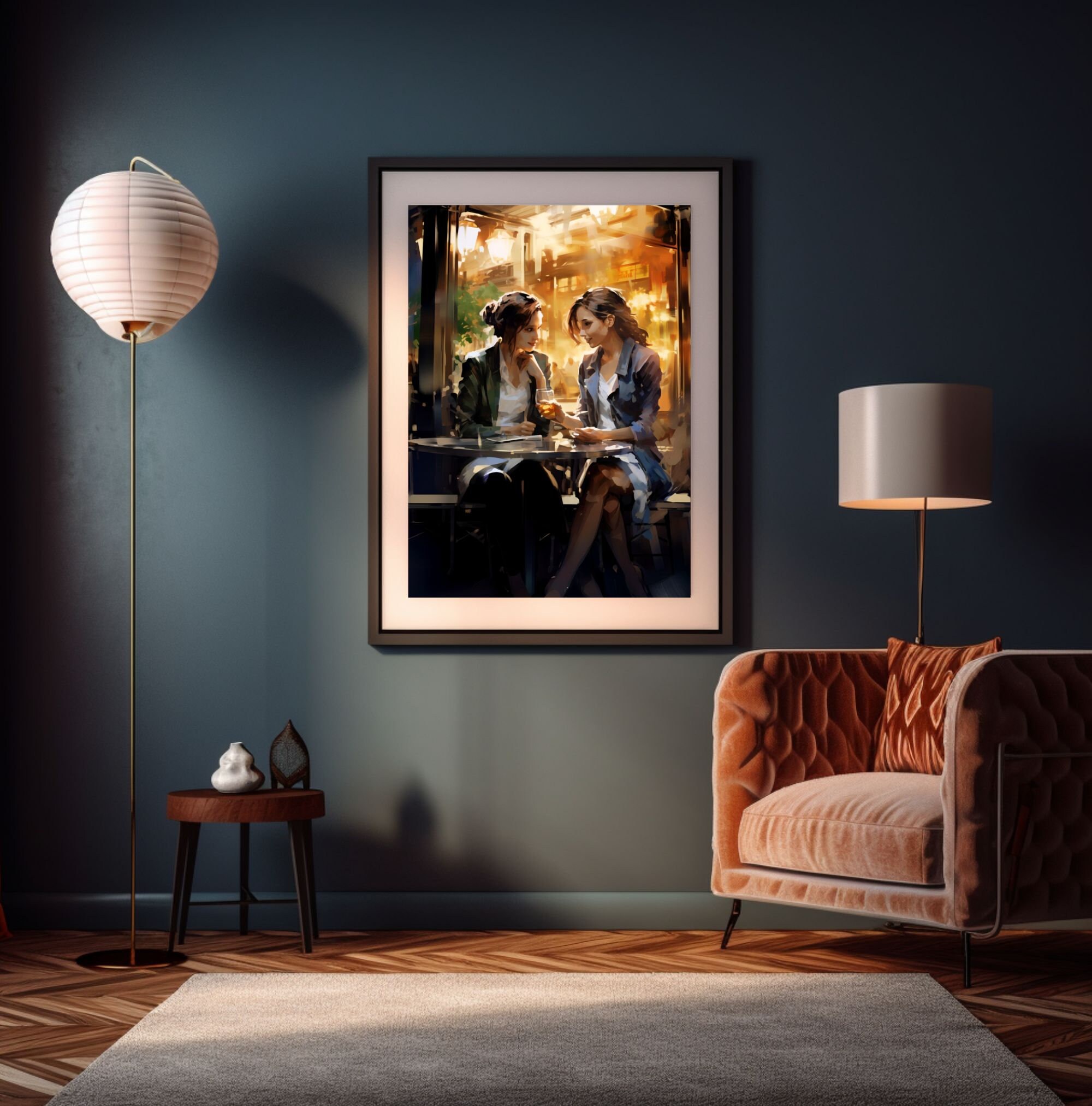 First Date Painting | Young Women at Paris Cafe, Romantic LGBT Art ...