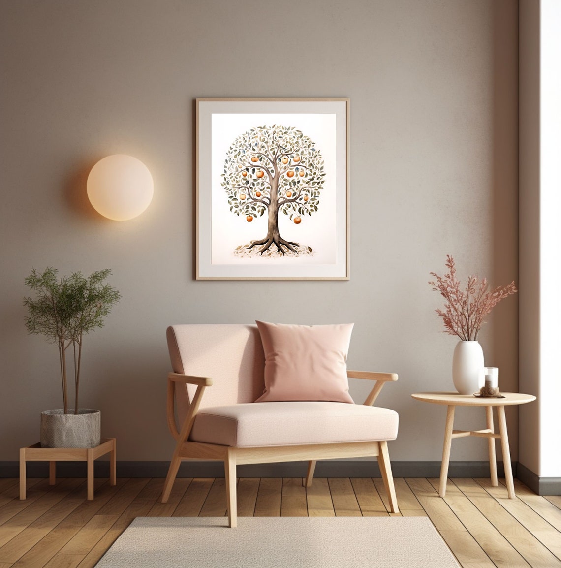 Apple Tree Watercolor Poster Elegant Nature Wall Art With Minimalistic ...