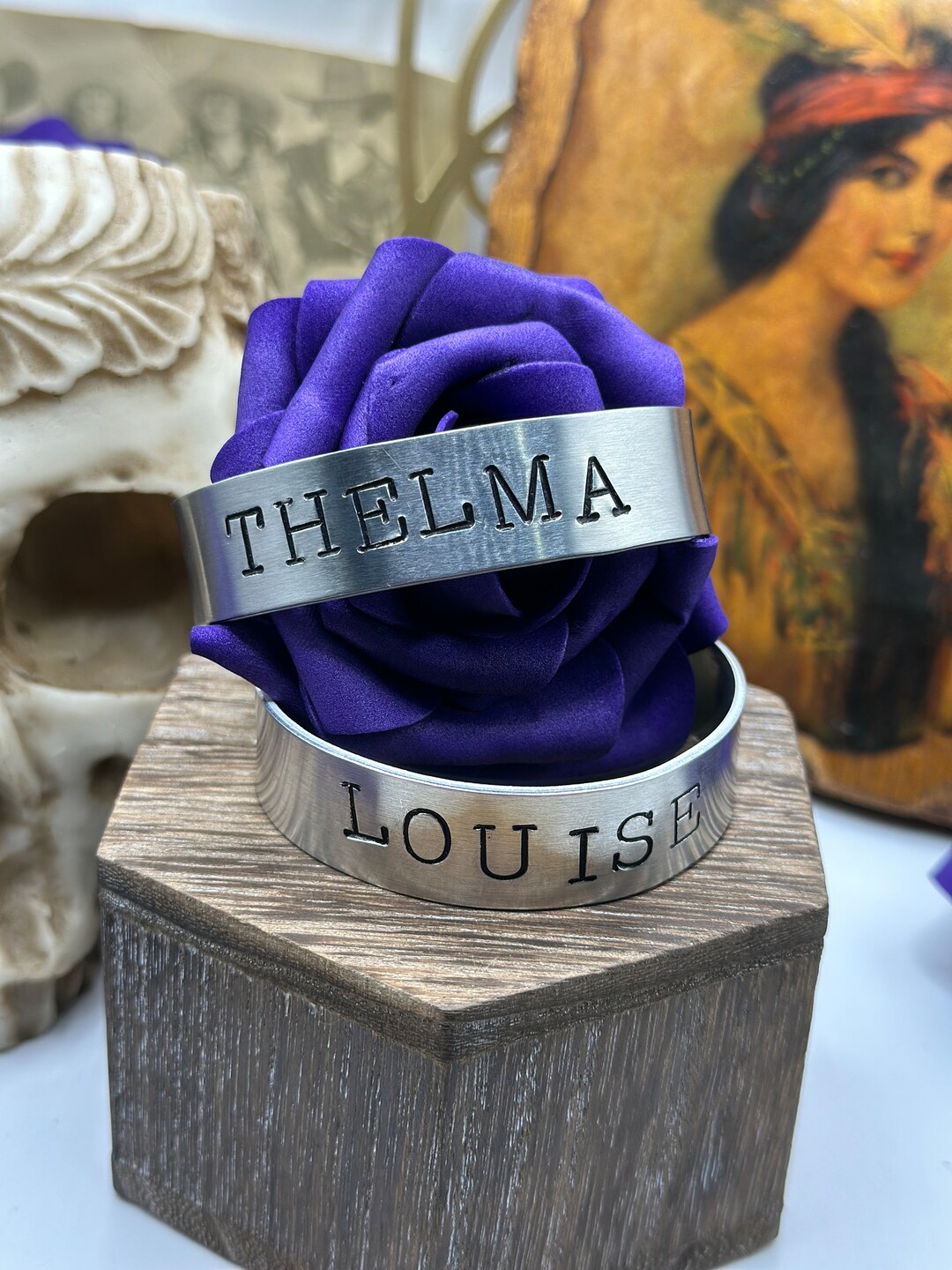 Pair of Handcrafted Metal Stamped Cuffs "thelma & Louise" Best Friend ...