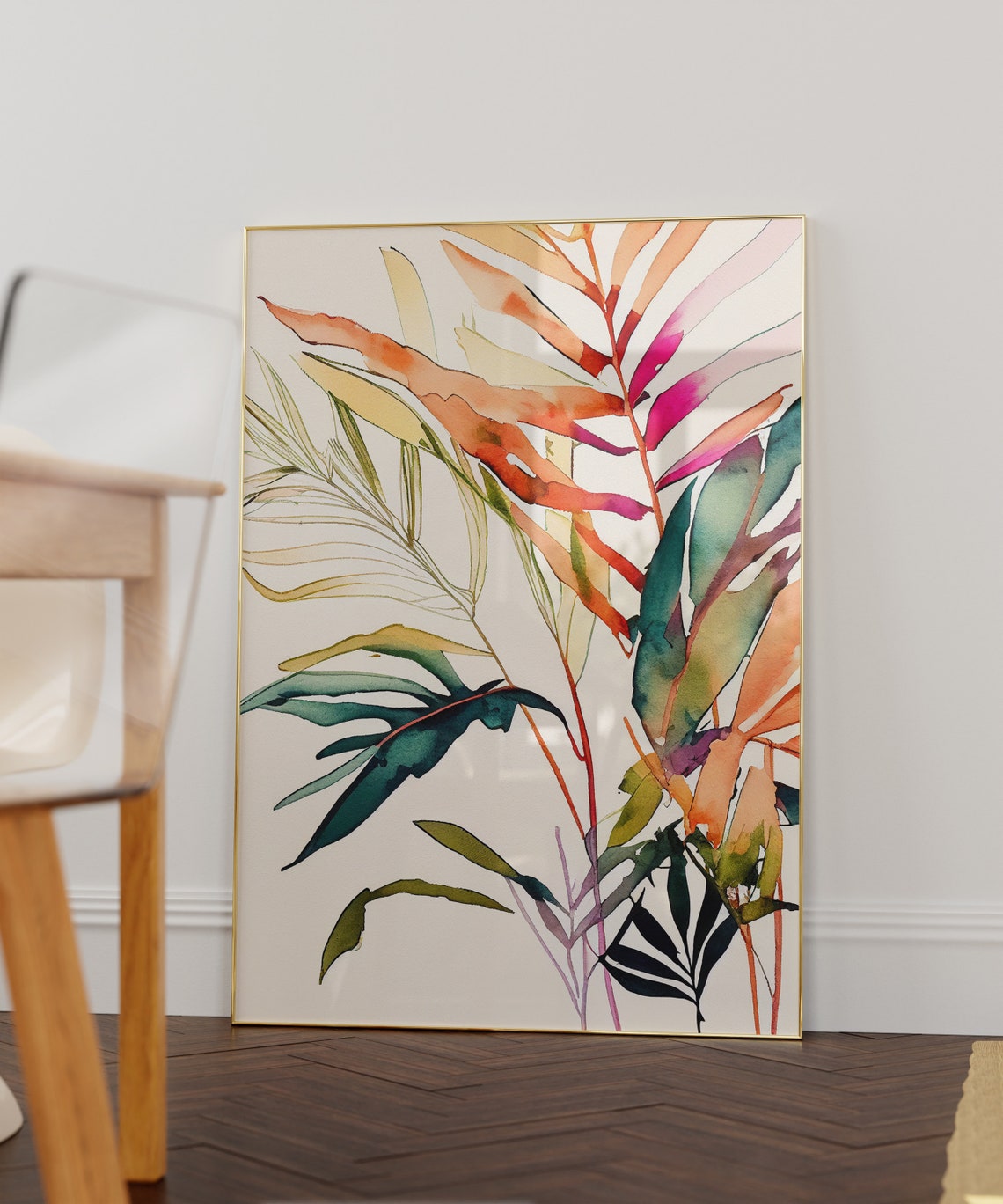 Palm Leaf Print Set of 3 Palm Leaf Printable Watercolor - Etsy