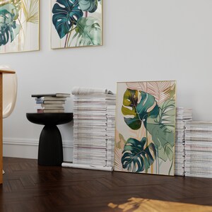 Tropical Leaves Print, Set of 3 Art Prints, Watercolour Green Palm Leaf ...