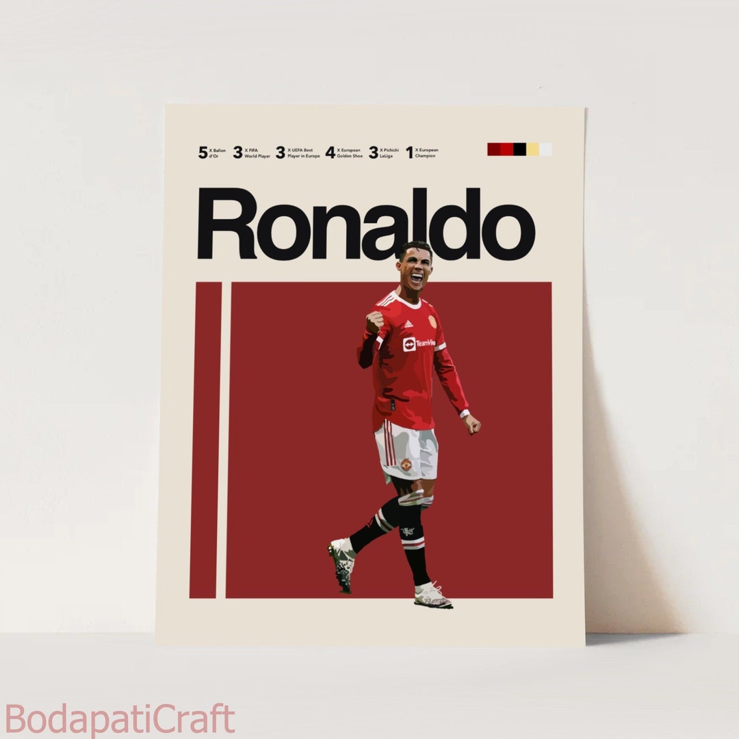 Cristiano Ronaldo Inspired Poster, Manchester United Canvas Poster Wall ...