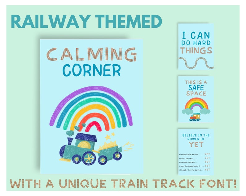 Calm Down Corner Toolkit Bundle for Kids | Railway Themed Time in Cool Down Printable for ...
