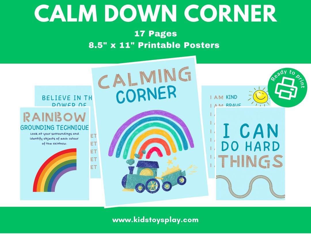 Calm Down Corner Toolkit Bundle for Kids | Railway Themed Time in Cool Down Printable for ...