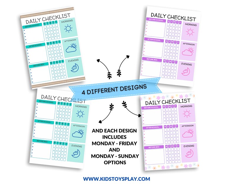 Kids Daily School Checklist Printable, Editable Daily Schedule for ...