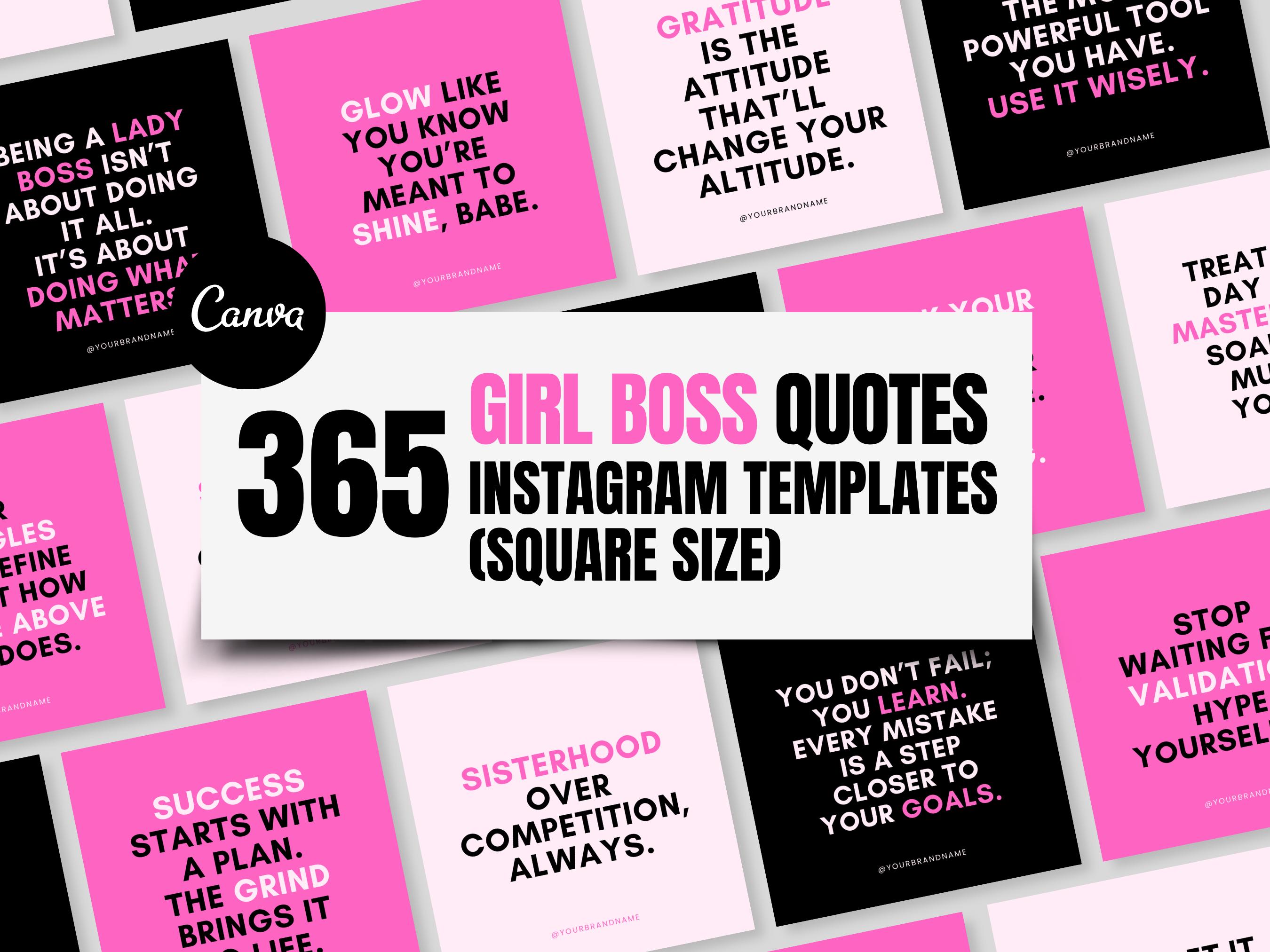 Girl Boss Instagram Post Templates: Empowering Quotes (canva Editable ...