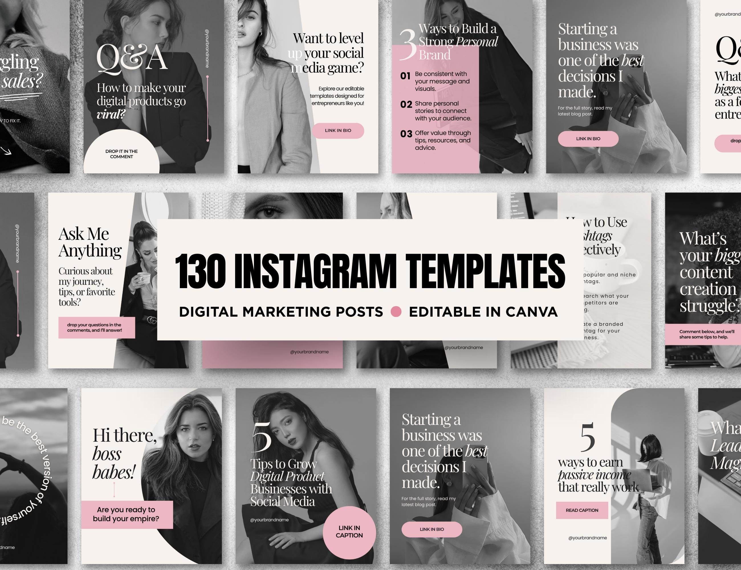 Female Entrepreneur Instagram Templates: Business Coach Social Media ...