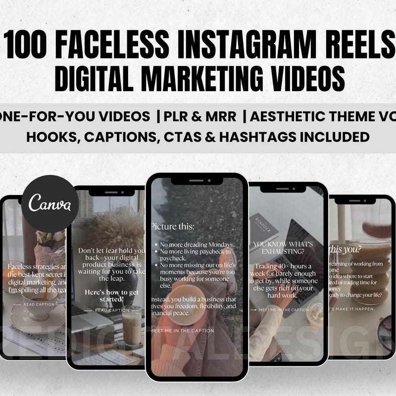 Canva Reels Template Text - Etsy UK