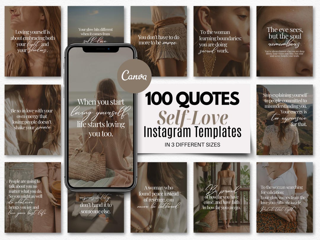 Self-love Quote Instagram Templates: Canva Editable, Neutral Design ...