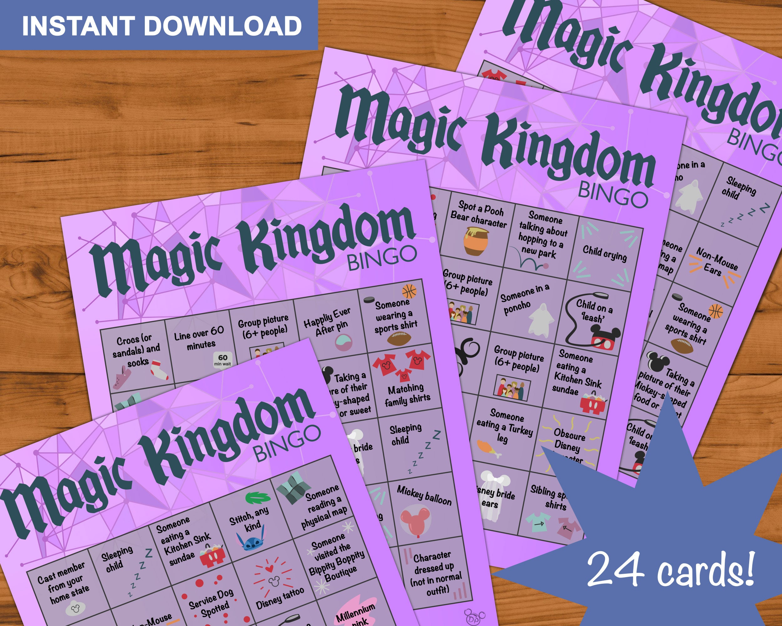 Magic Kingdom Park Bingo Game - Observation Activity - Set of 24 Cards ...