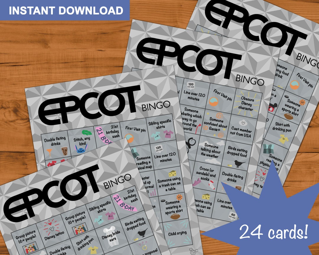 EPCOT Park Bingo Game - Observation Activity - Set of 24 Cards - Fun ...