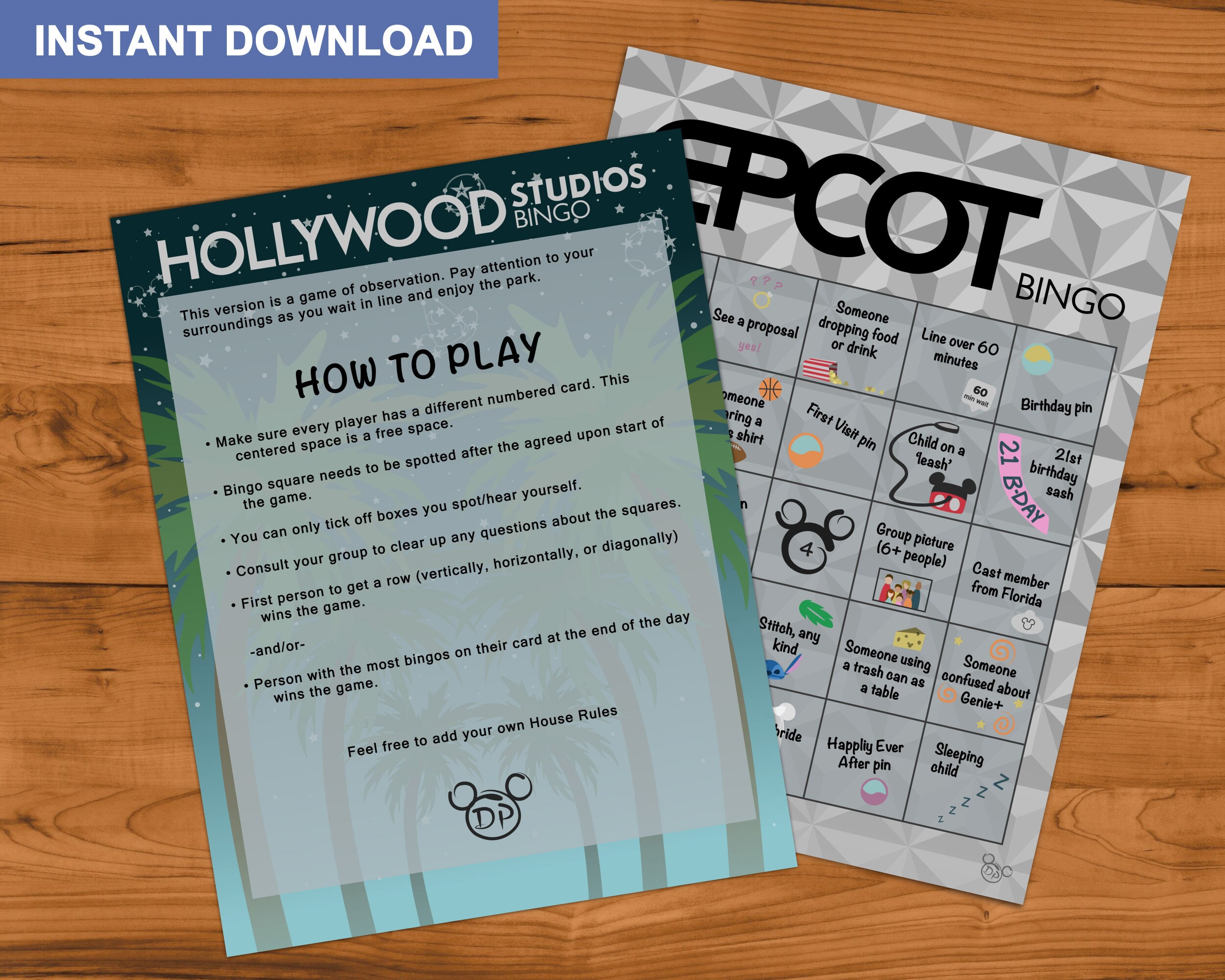 WDW ALL 4 Parks Bingo Game - Magic Kingdom, EPCOT, Animal Kingdom ...