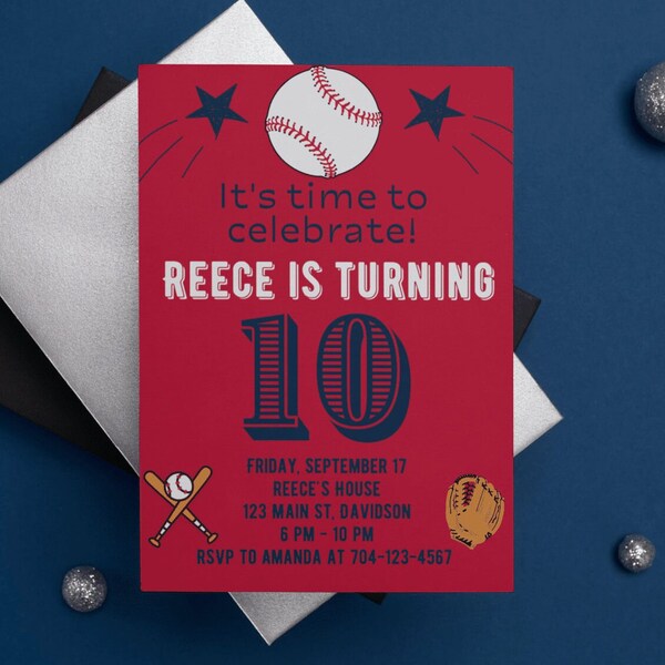 Red Sox Birthday Invitations - Etsy