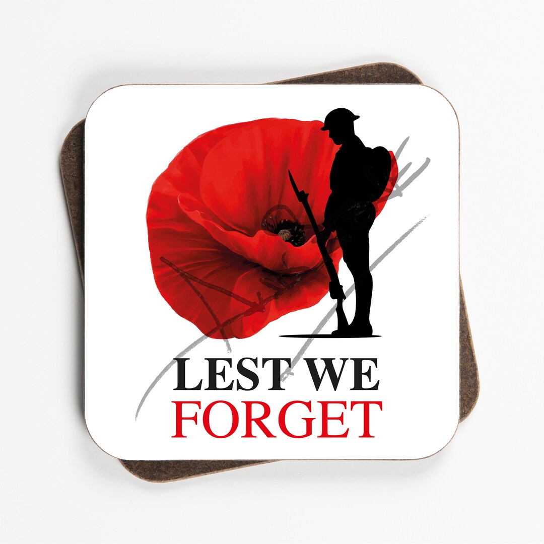 Lest We Forget Remembrance Day Design Coasters Set of Four 90mm X 90mm ...