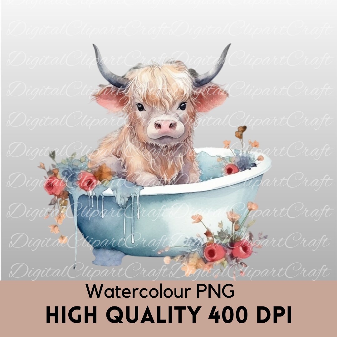 Highland Cow PNG Clip Art Cow Watercolor Clipart Cute Baby Shower ...