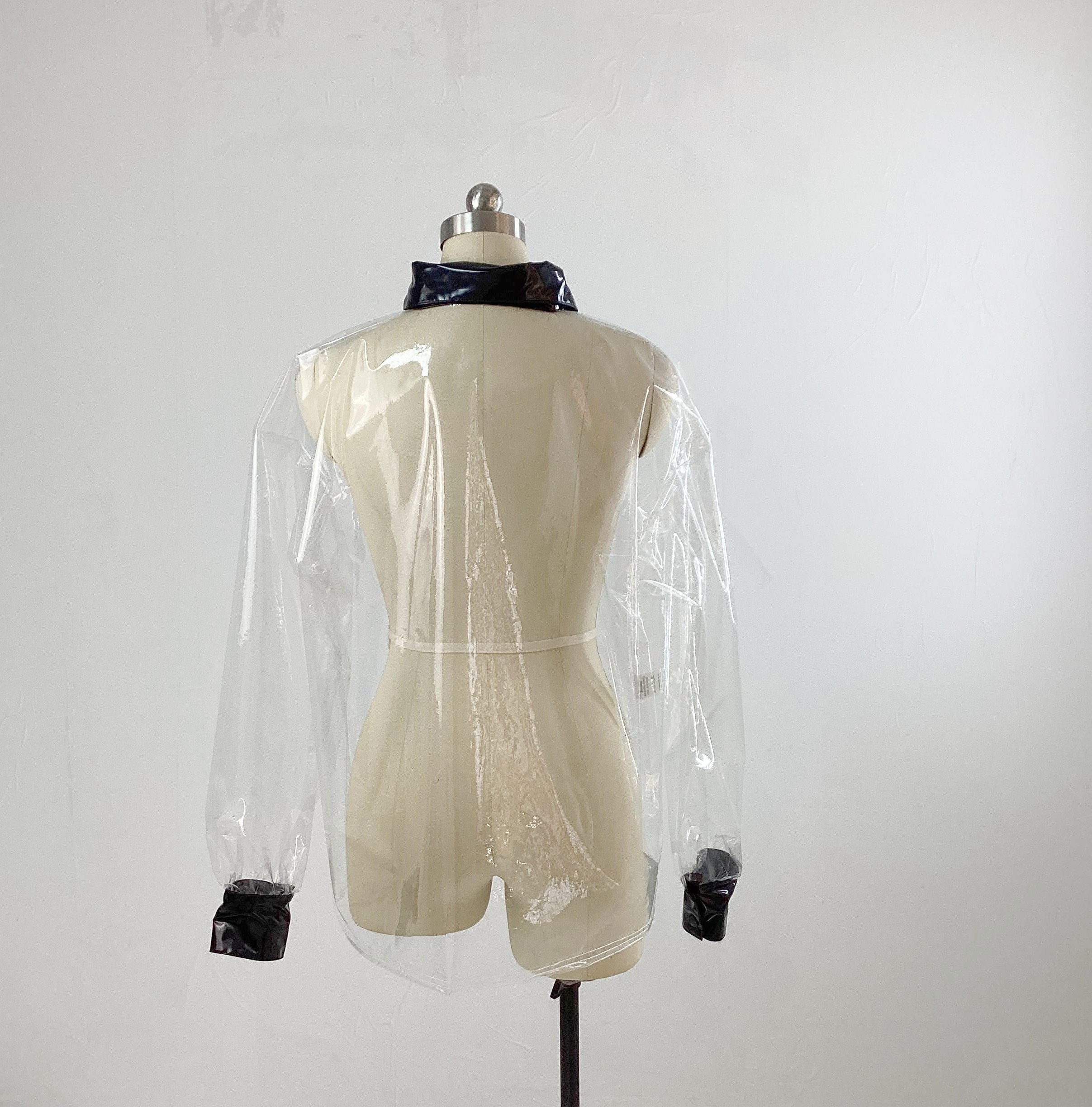 Fashion Clear PVC Shirt Women Button-up Perspective Blouse Transparency ...