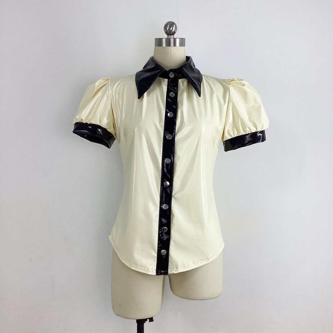 Vintage Blouse Women Summer Elegant Sleeve PVC Shirt Lady Slim - Etsy