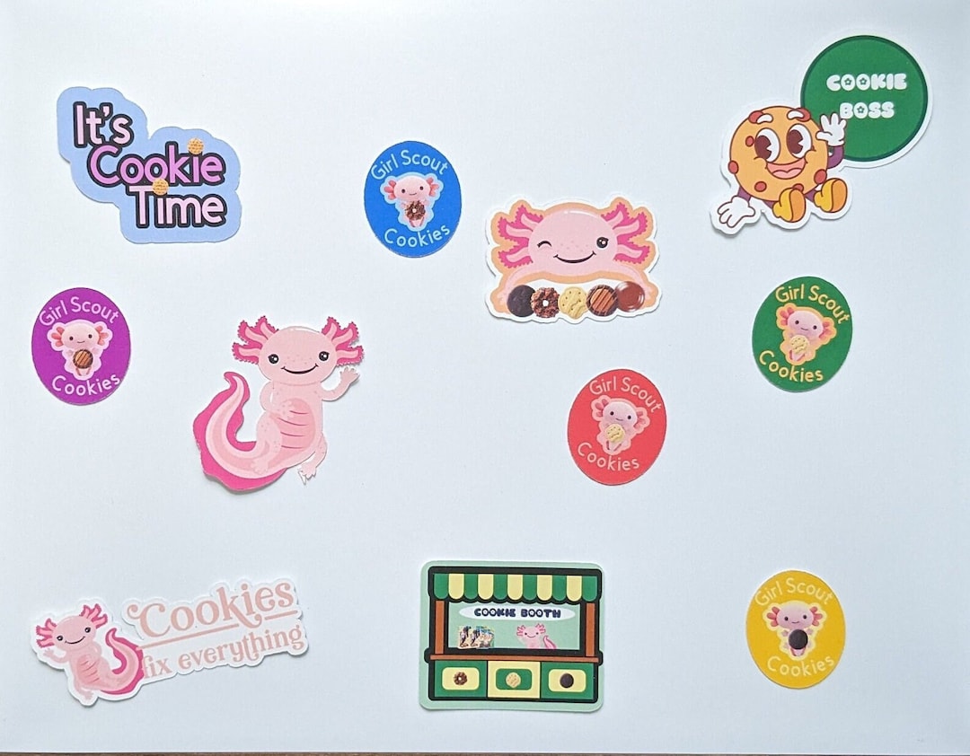 11 Girl Scout Cookies Stickers/axolotl/vinyl Stickers/cute Animal ...