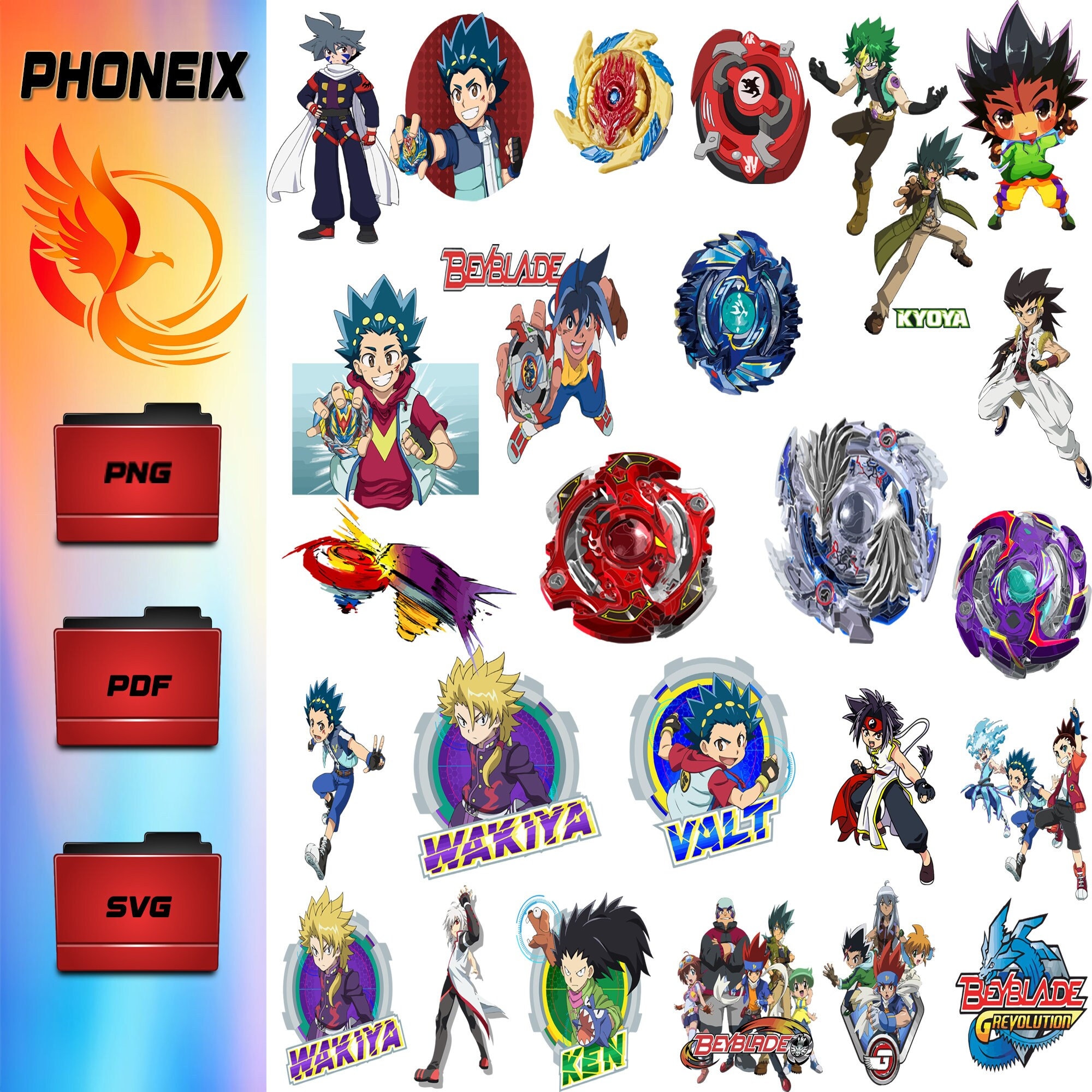 Beyblade Cartoon Svgpngpdf Silhouette Vector Cricut - Etsy