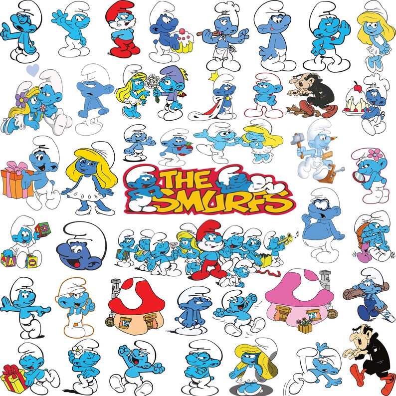 The Smurf Cartoon Svgpngpdf Silhouette Vector - Etsy