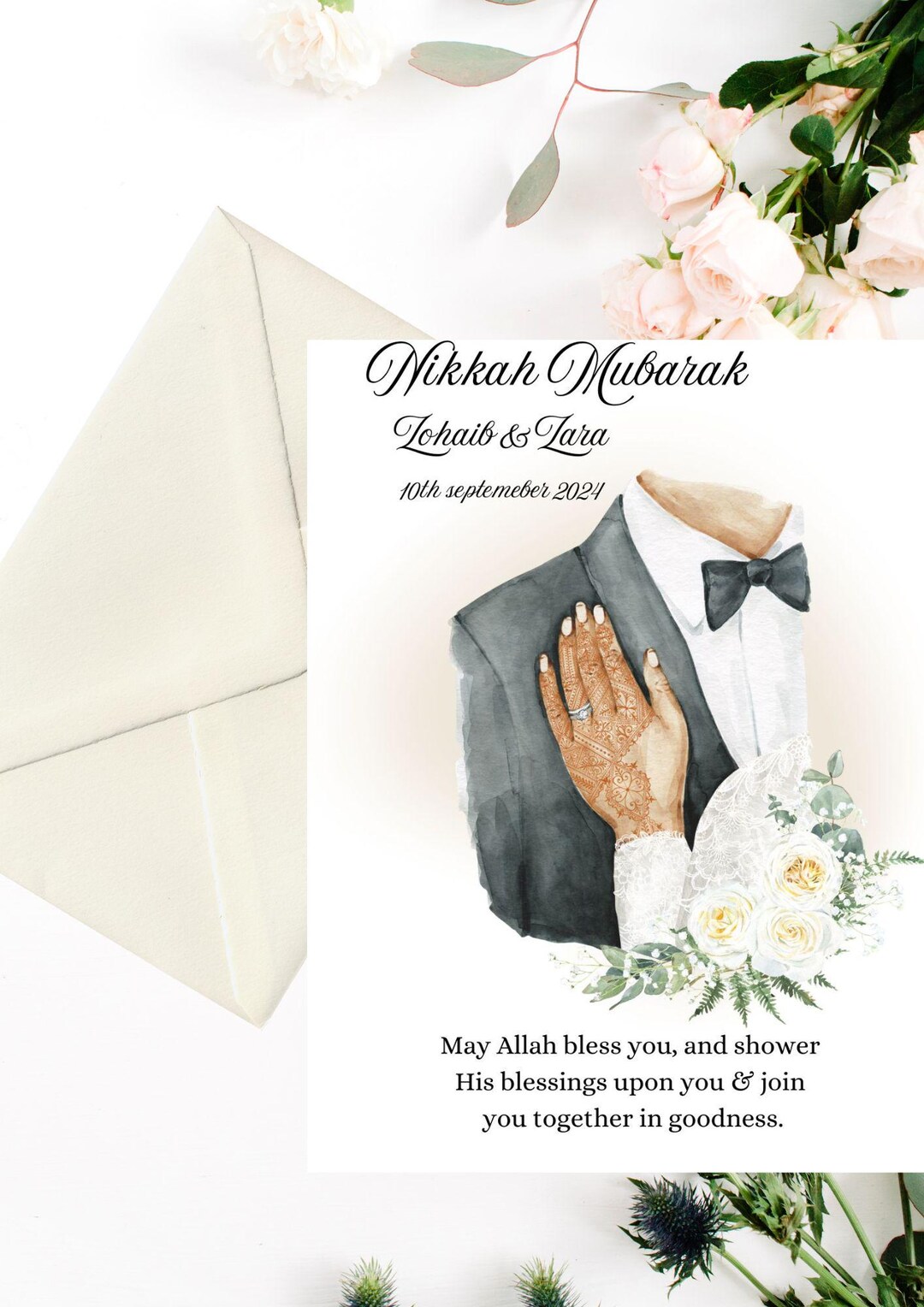 Personalised Nikkah Card, Nikkah Mubarak, Nikkah Day, Nikkah Gift ...