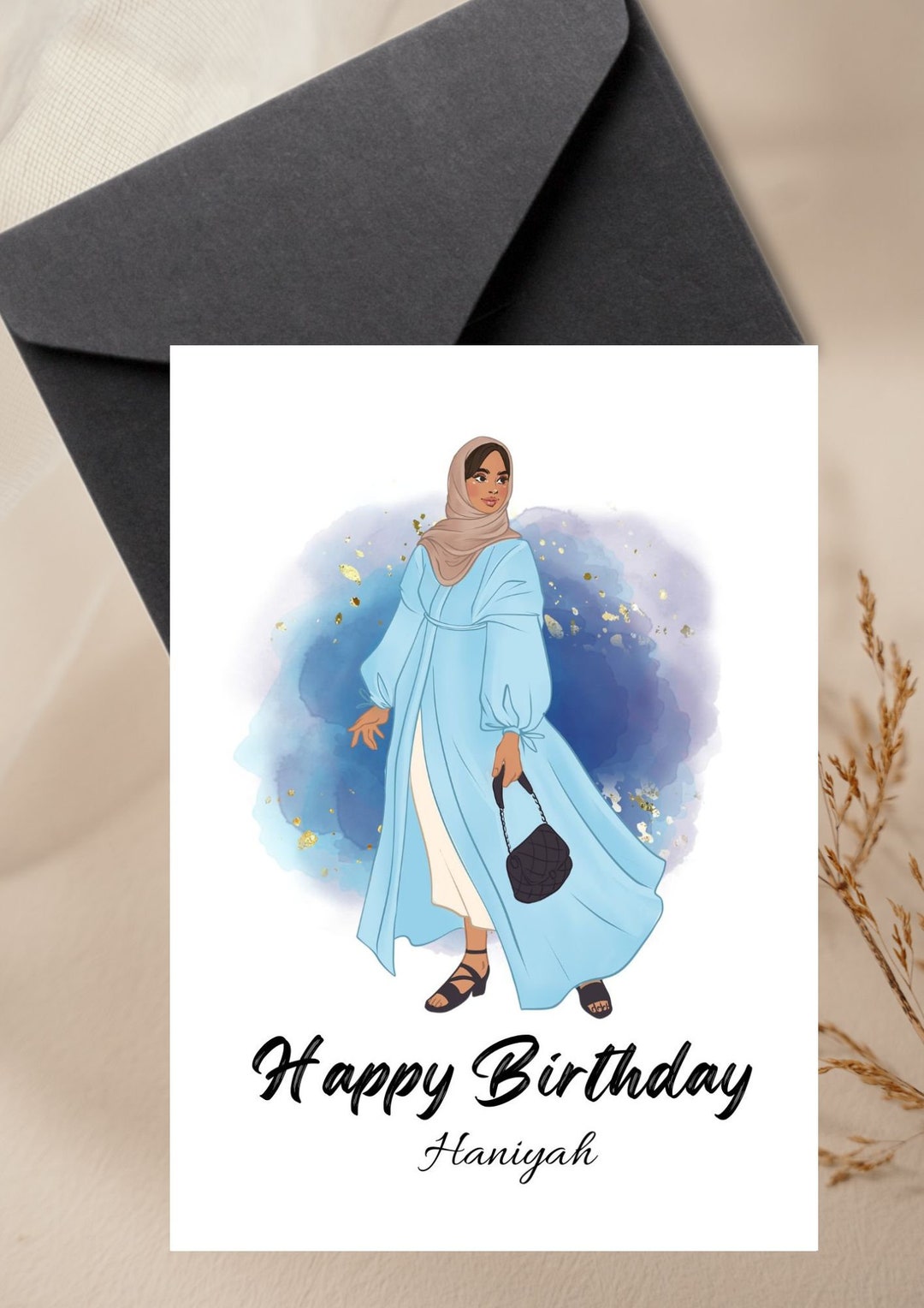 Personalised Congratulations Hijab Card, Islamic Greeting Card, Hijabi ...